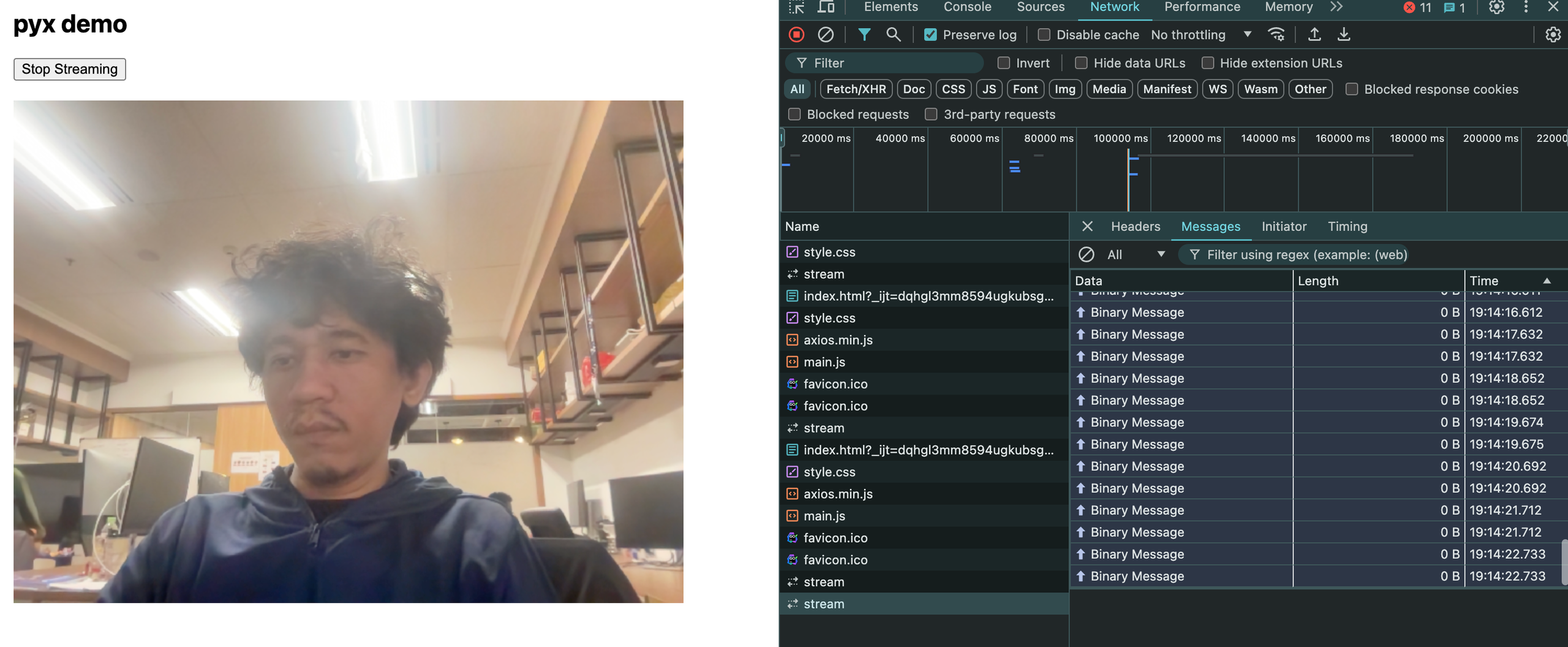 WebSocket to FFMPEG Streaming