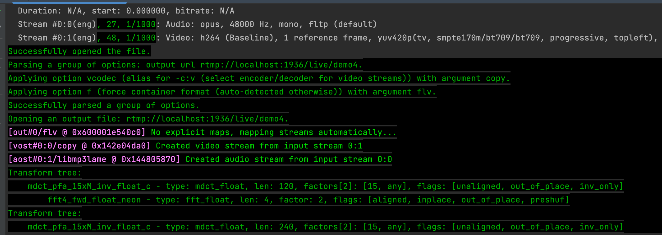 WebSocket to FFMPEG Streaming